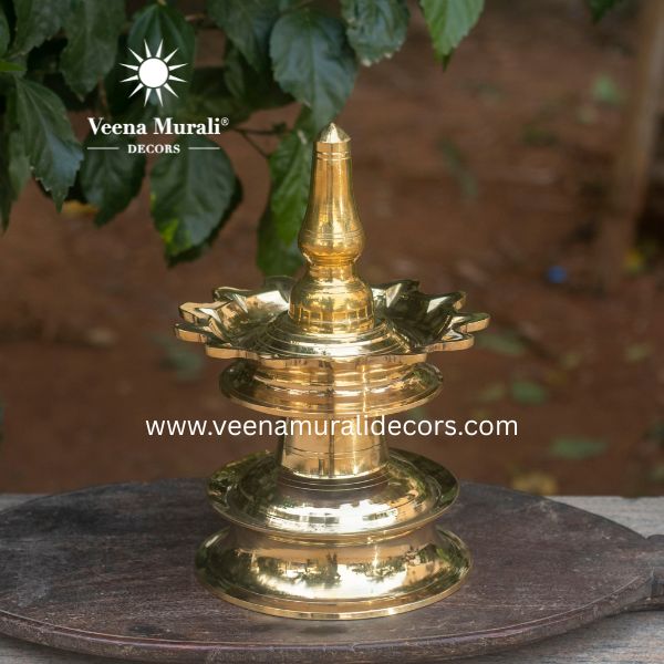 Sun Moon Vishnu Lakshmi Lamp Set 4.5 inch – Vintage Brass Lamp for Worship